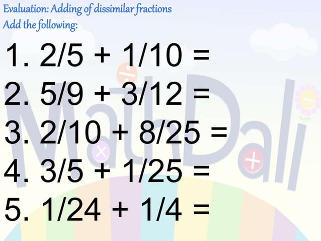 Addition of Dissimilar Fractions | PPTX
