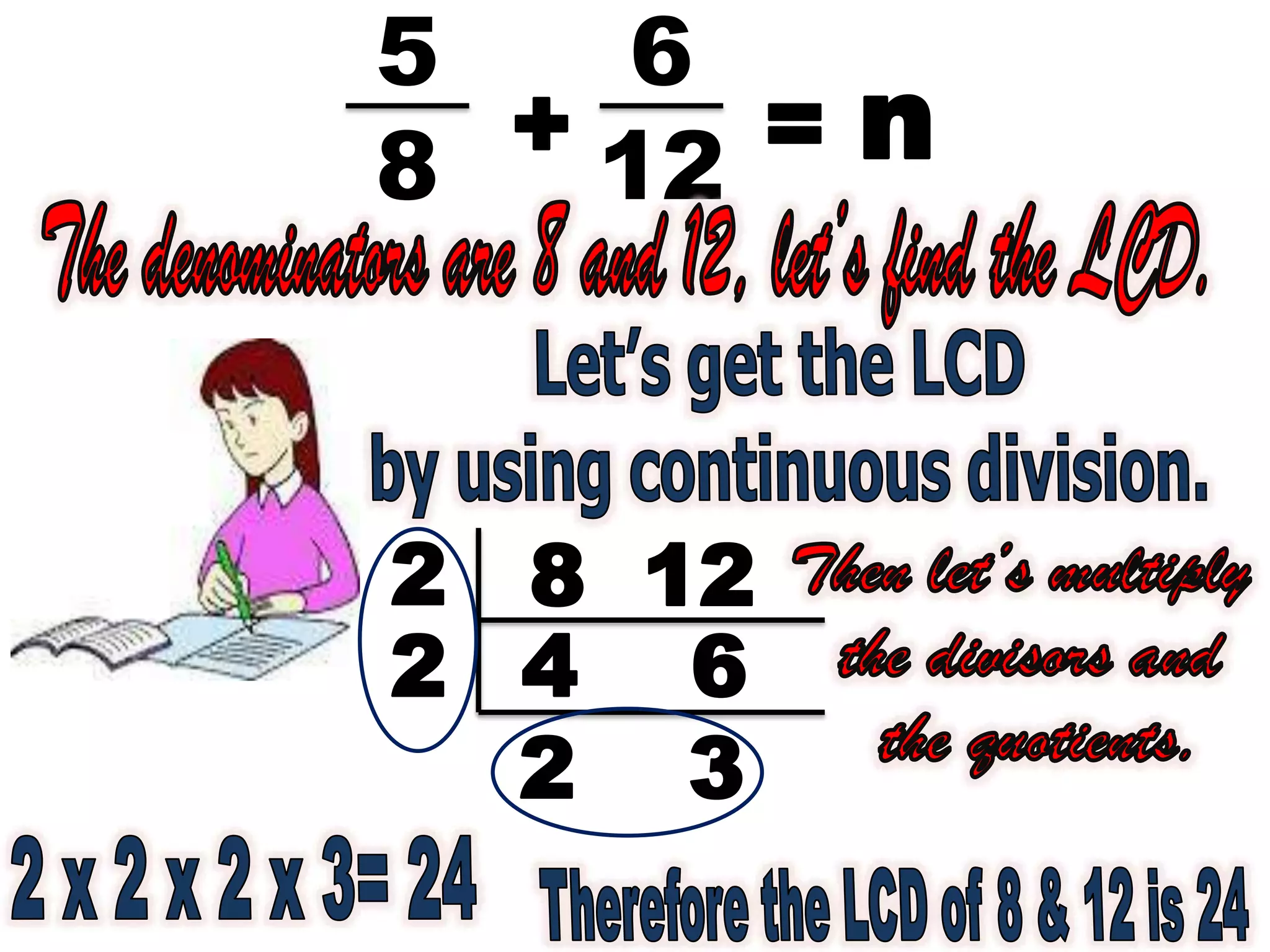 Adding dissimilar fractions with regrouping | PPTX