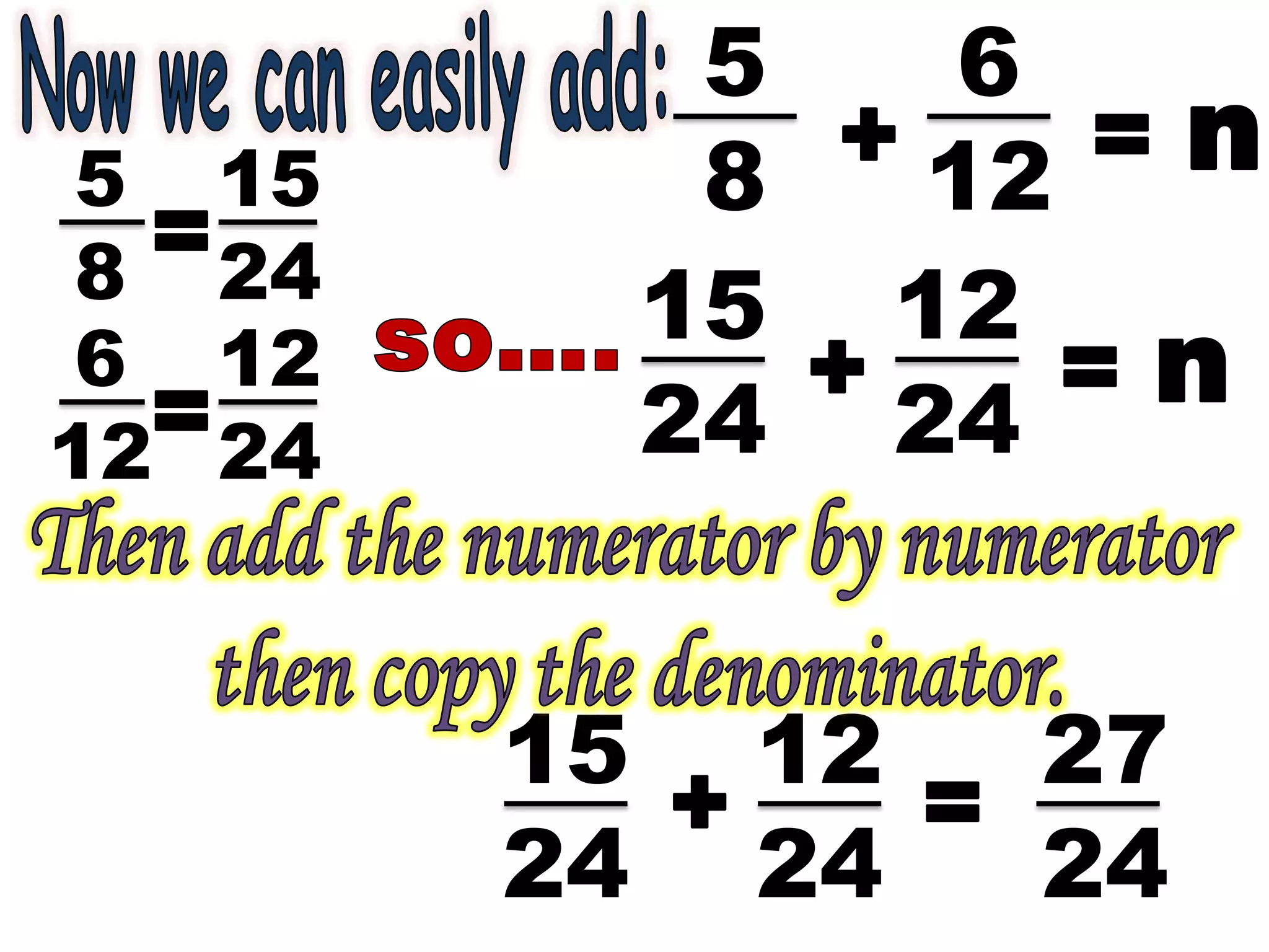 Adding dissimilar fractions with regrouping | PPTX