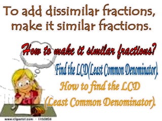 Adding dissimilar fractions with regrouping | PPTX