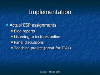 Adding the ESP to Multidisciplinary EAP Courses Slides | PPT