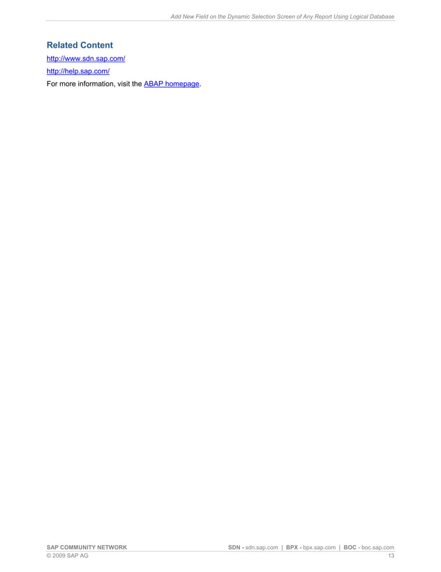 Sap Adding Fields To Dynamic Selection For Fbln Transactions 2 Pdf