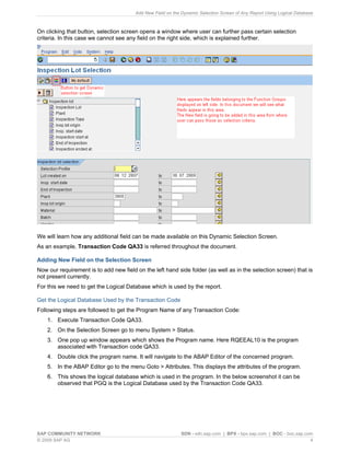 SAP Adding fields to dynamic selection for fbln transactions (2) | PDF