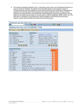 SAP Adding fields to dynamic selection for fbln transactions (2) | PDF