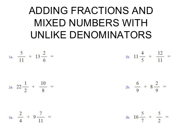 Adding fractions and mixed numbers