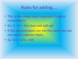 Adding fractions with Unlike denomintors | PPTX