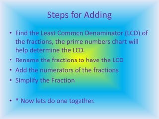 Adding fractions with Unlike denomintors | PPTX