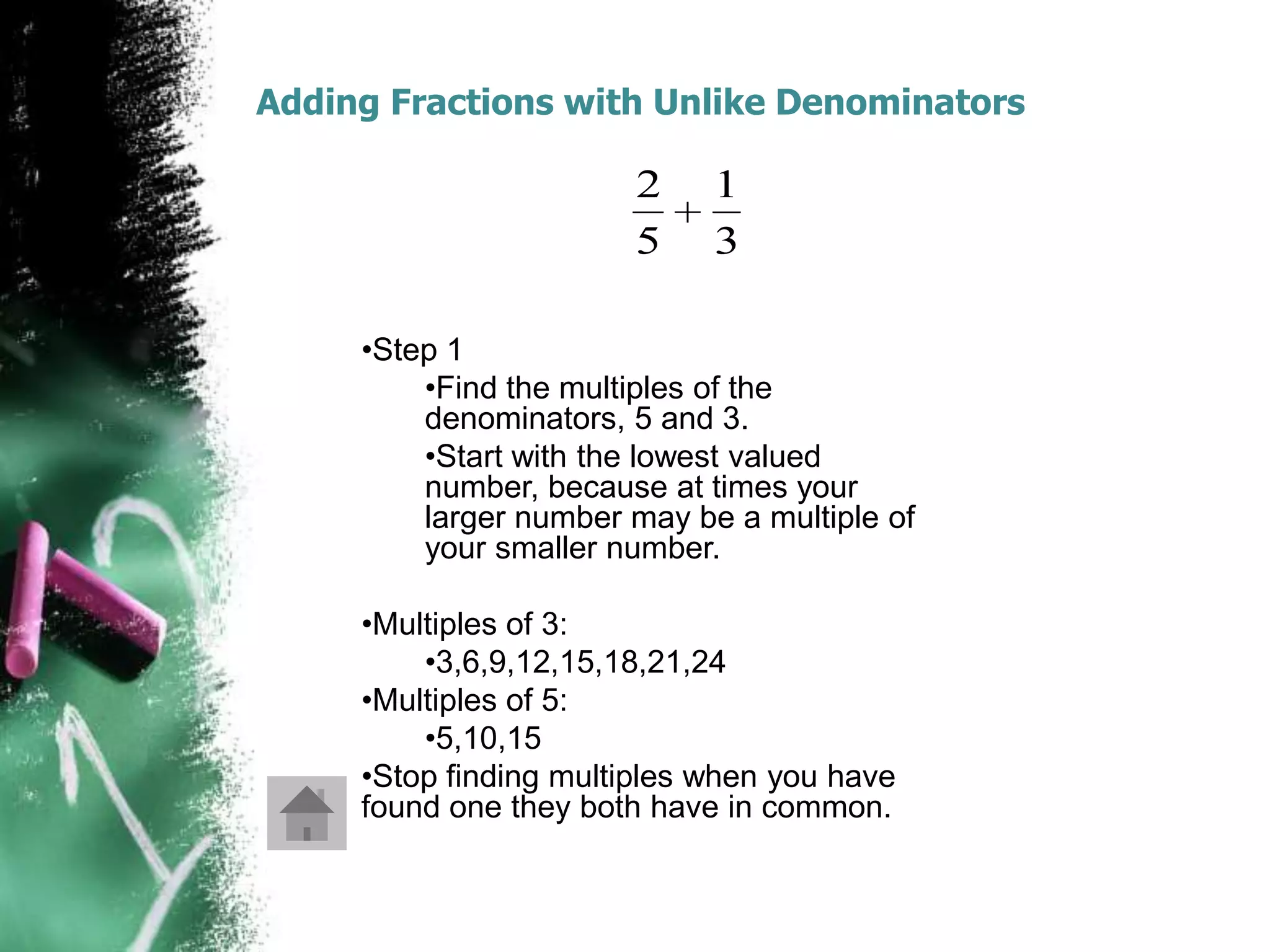 Adding Fractions with Unlike Denominators | PPTX