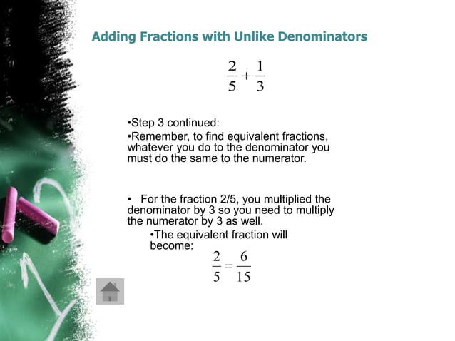 Adding Fractions with Unlike Denominators | PPTX