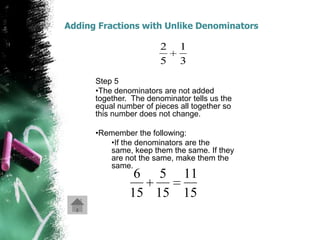 Adding Fractions with Unlike Denominators | PPTX