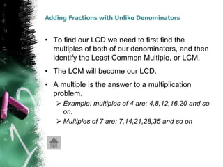 Adding Fractions with Unlike Denominators | PPTX