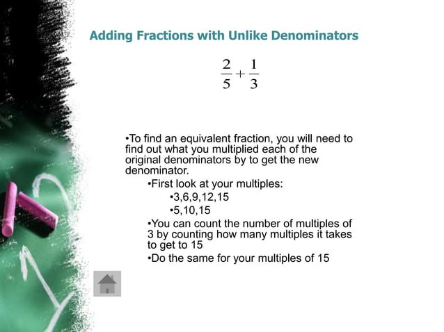 Adding Fractions with Unlike Denominators | PPTX