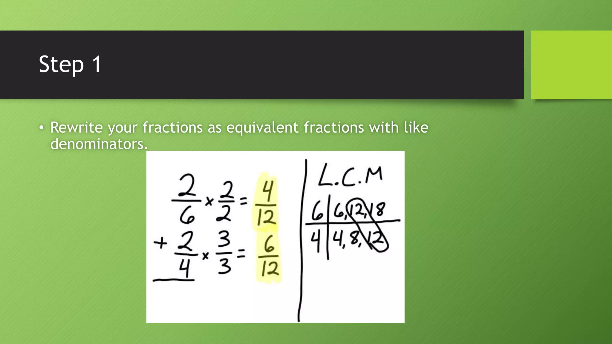 Adding fractions with unlike denominators | PPTX
