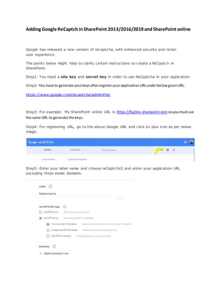 Adding google re captch in sharepoint 2013 | PDF