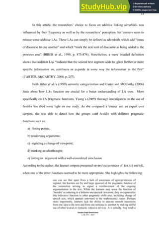 ADDING INFORMATION IN ARGUMENTATIVE TEXTS A LEARNER CORPUS- BASED STUDY ...