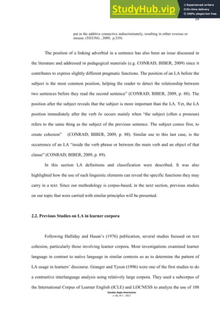 ADDING INFORMATION IN ARGUMENTATIVE TEXTS A LEARNER CORPUS- BASED STUDY ...