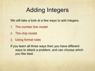 Adding integers | PPTX