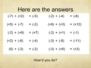 Adding integers | PPTX