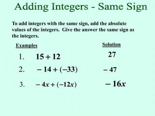 Adding Integers | PPT