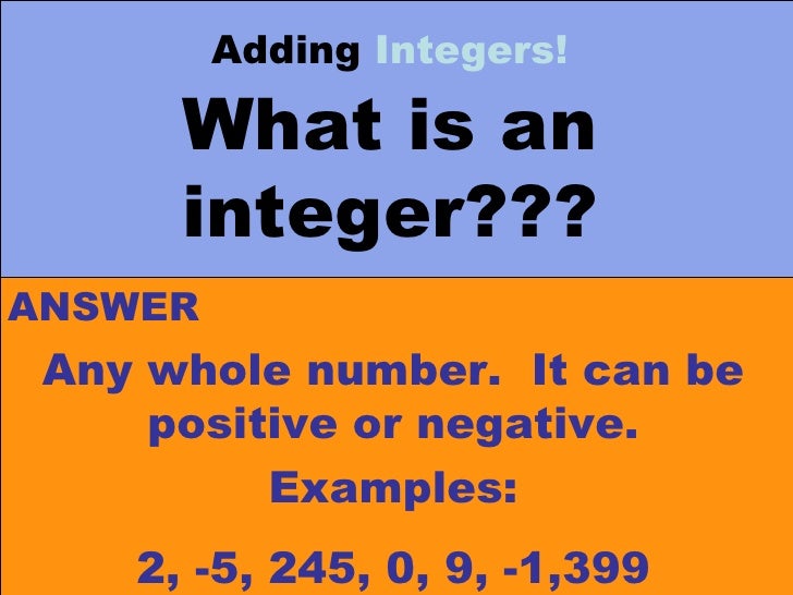 Adding Integers Ppt