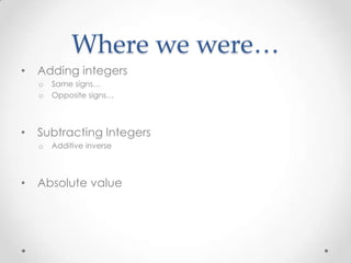 Adding integers review web | PPTX | American Football | Sports