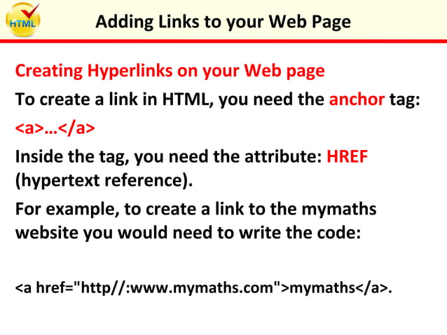 Adding links to your web page | PPT