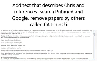 Adding lipinski to scientists db | PPTX