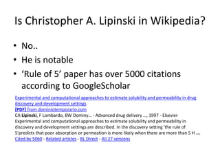 Adding lipinski to scientists db | PPTX