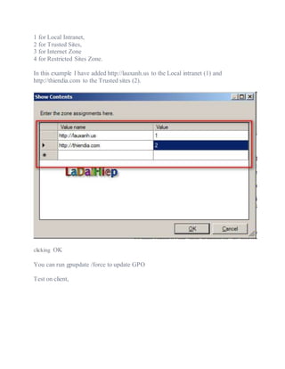 GPO - Adding Local intranet, Trusted Sites to Internet Explorer Using ...