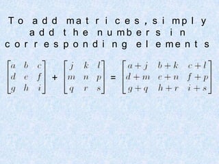 Adding Matrices | PPTX
