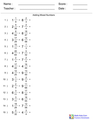 sumade numeros mixtos | PDF
