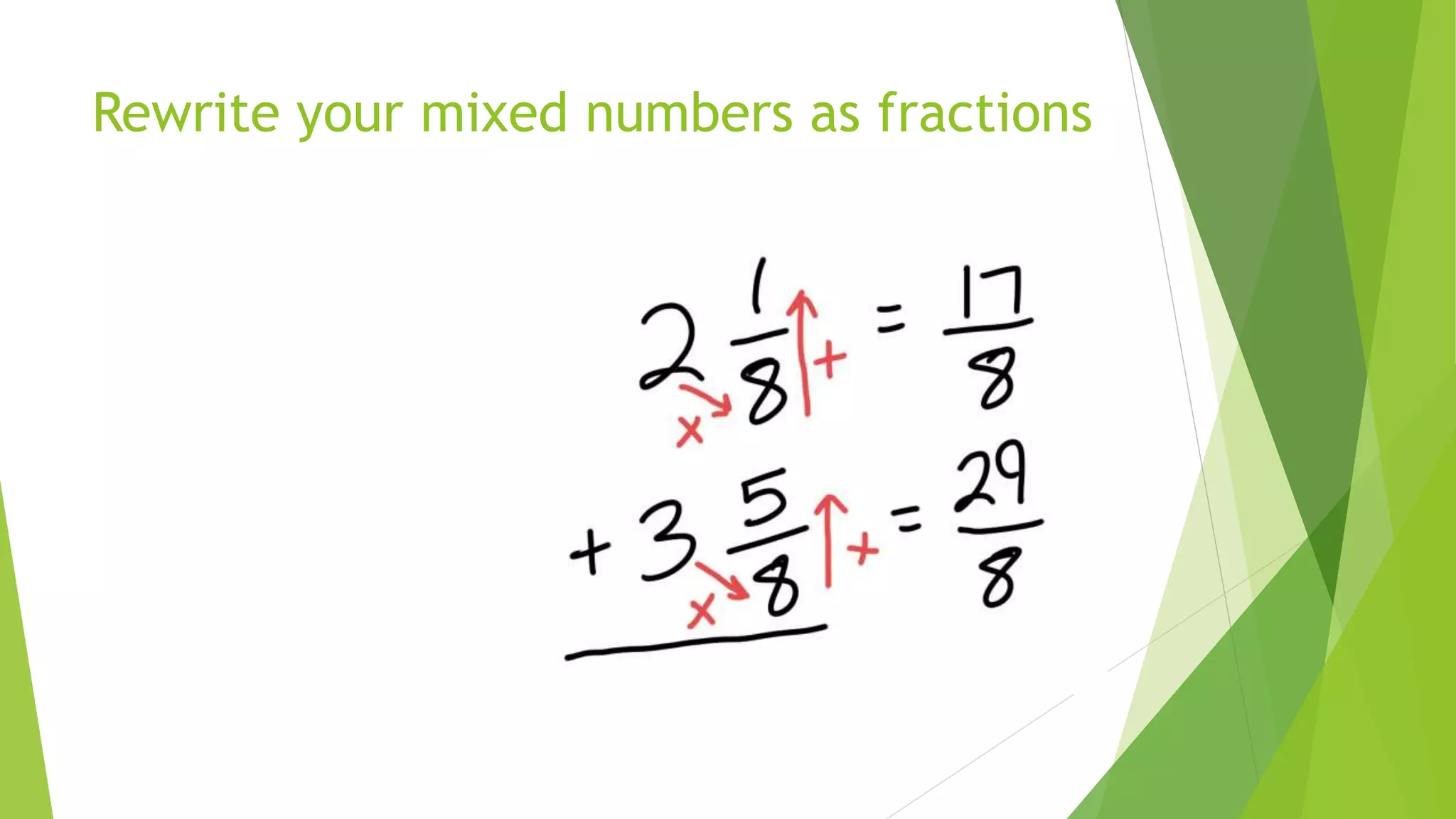 Adding mixed numbers with like denominators | PPT