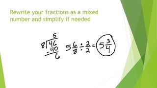 Adding mixed numbers with like denominators | PPTX