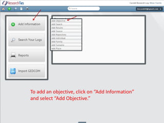ResearchTies: Adding objectives | PPT