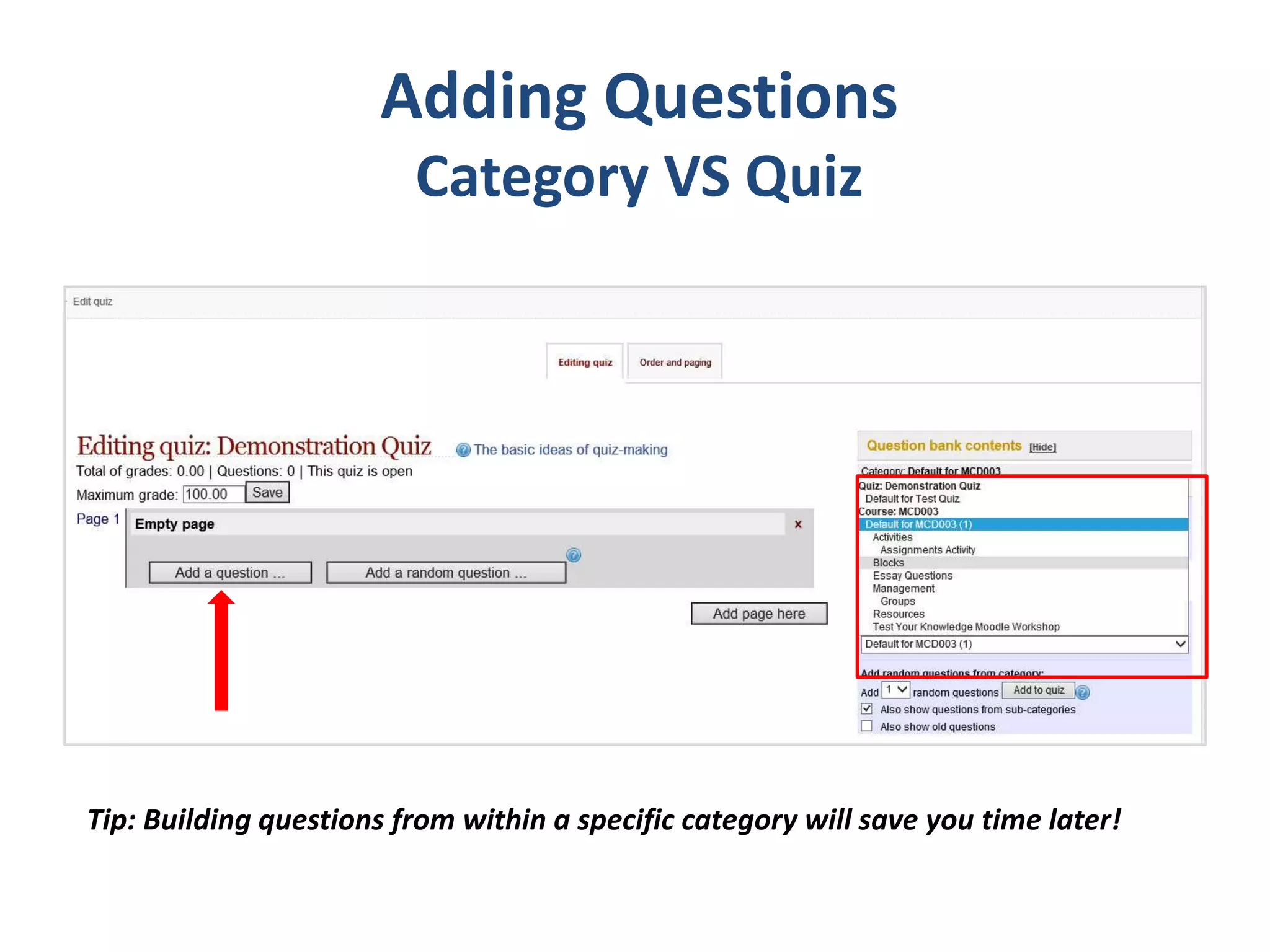 Adding Questions To A Moodle Quiz Pptx