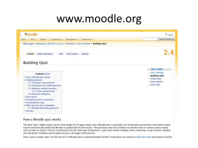 Adding Questions To A Moodle Quiz Ppt