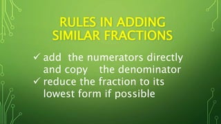 Adding similar fractions | PPTX