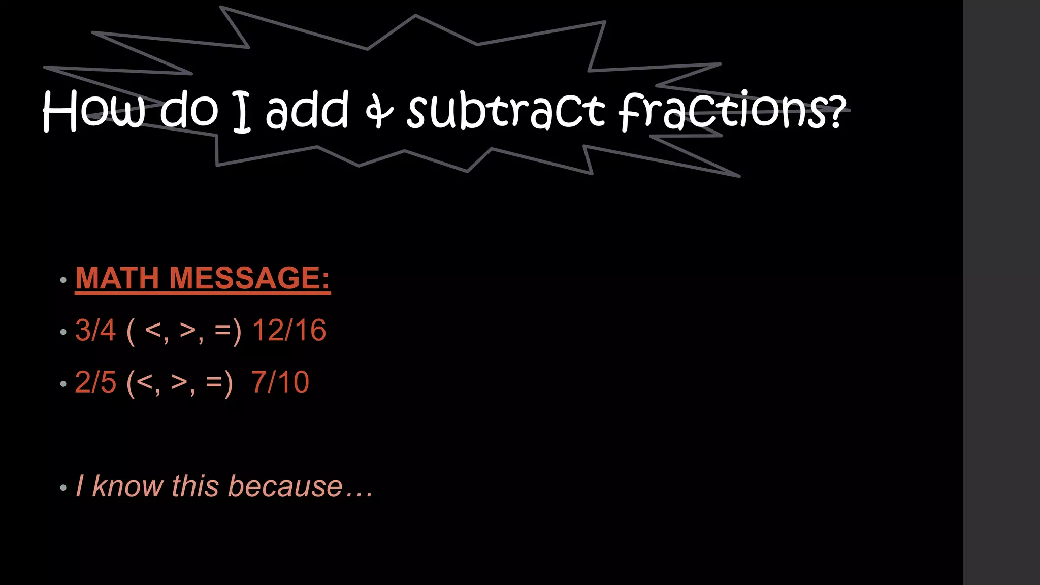 Adding & subtracting fractions | PPTX