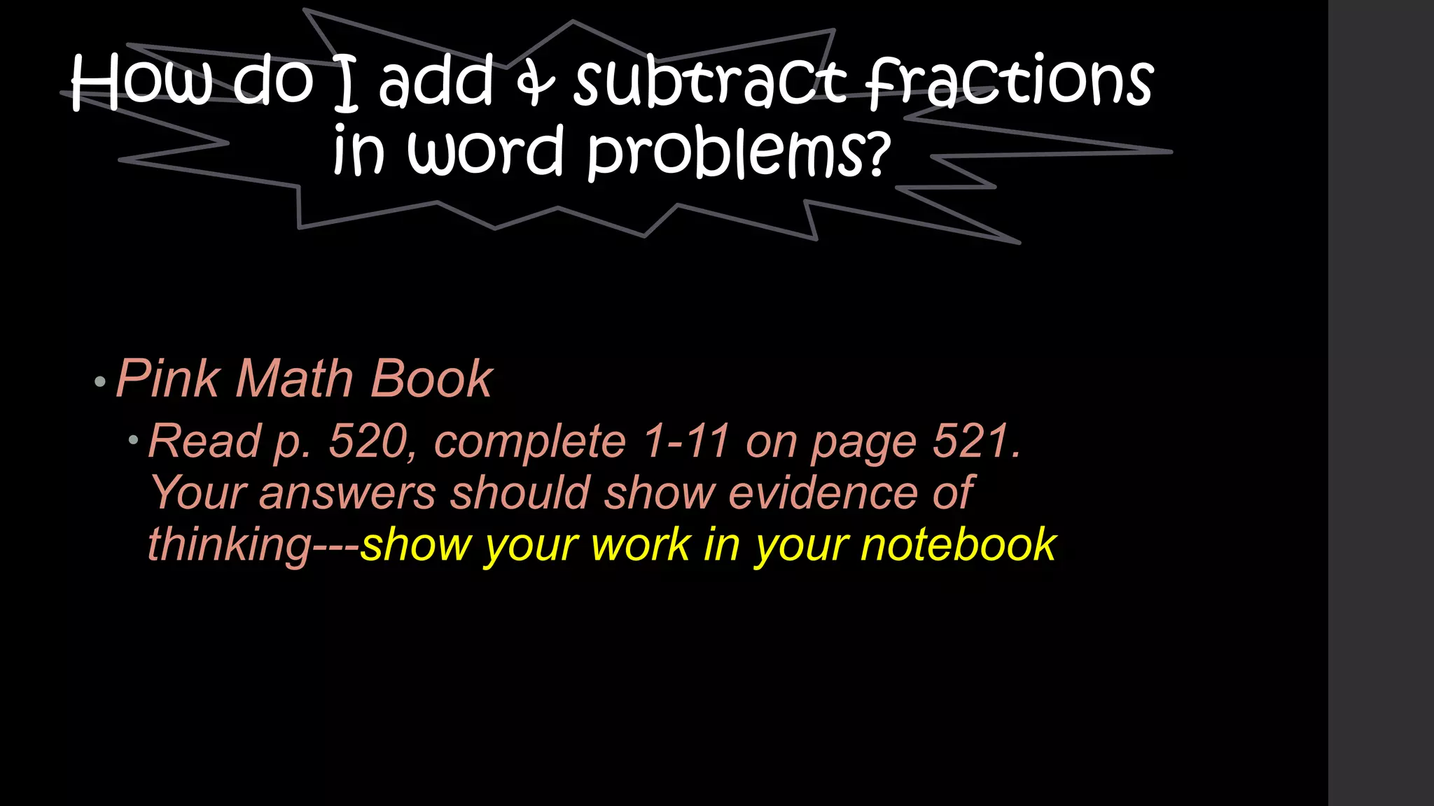 Adding & subtracting fractions | PPTX