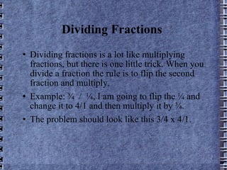 Adding, subtracting, multiplying, and dividing fractions | PPT