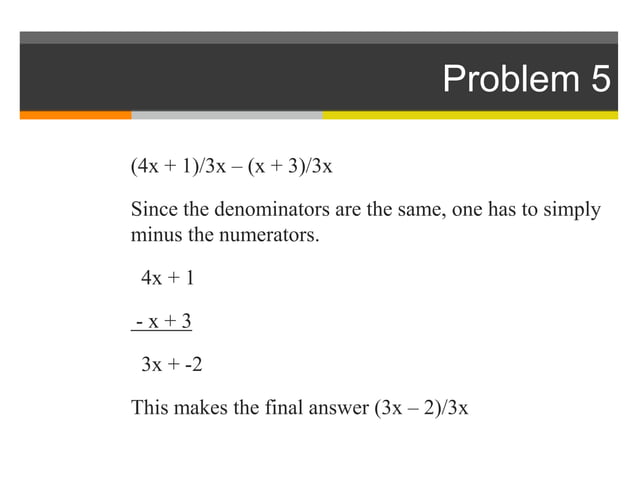 Adding & subtracting rational expressions | PPTX | Consumer Electronics | Technology & Computing