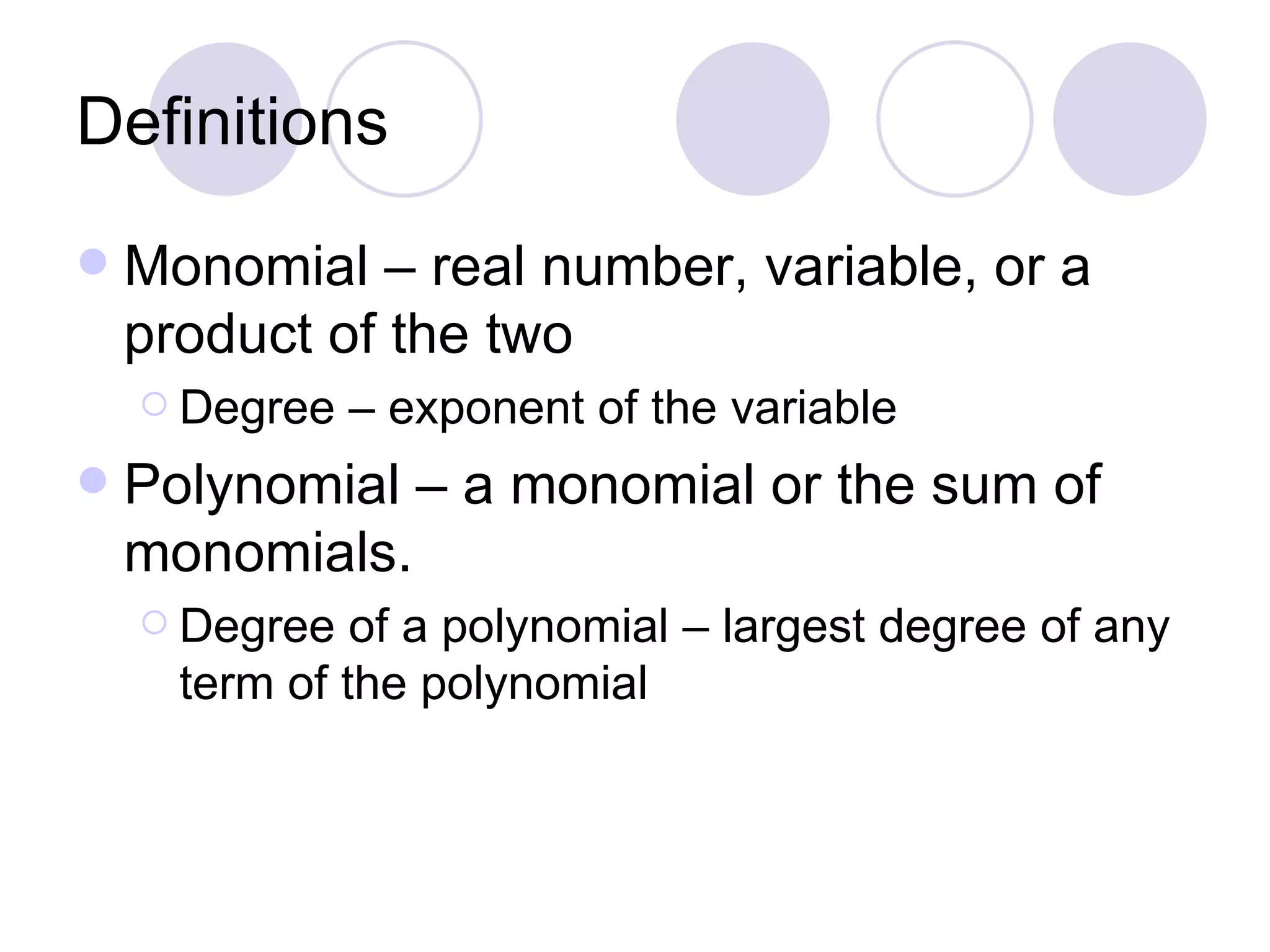 Adding subtractmultiplypolynomials | PPT