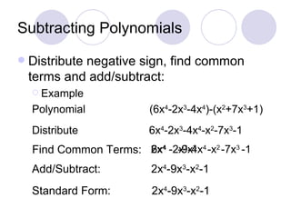 Adding subtractmultiplypolynomials | PPT