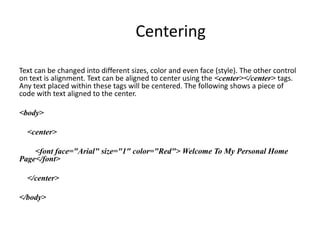 Adding text in html | PPT