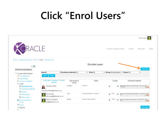 Adding users to courses | PPTX
