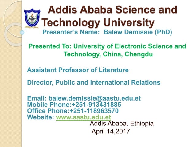 Addis ababa Science and Technology University | PPTX