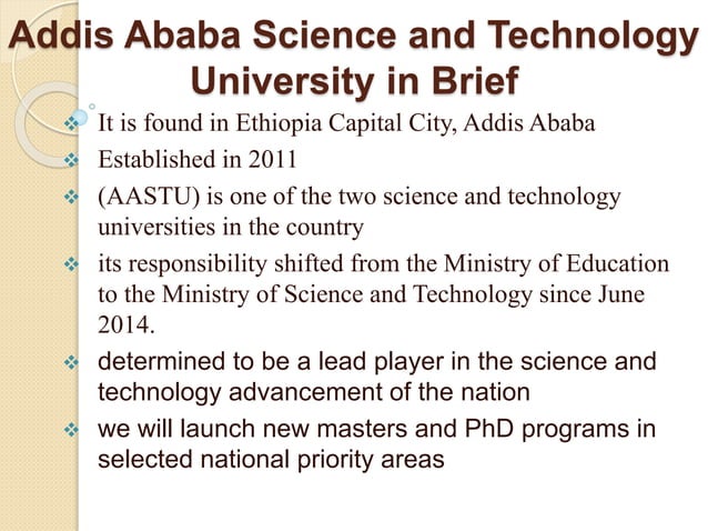 Addis ababa Science and Technology University | PPTX