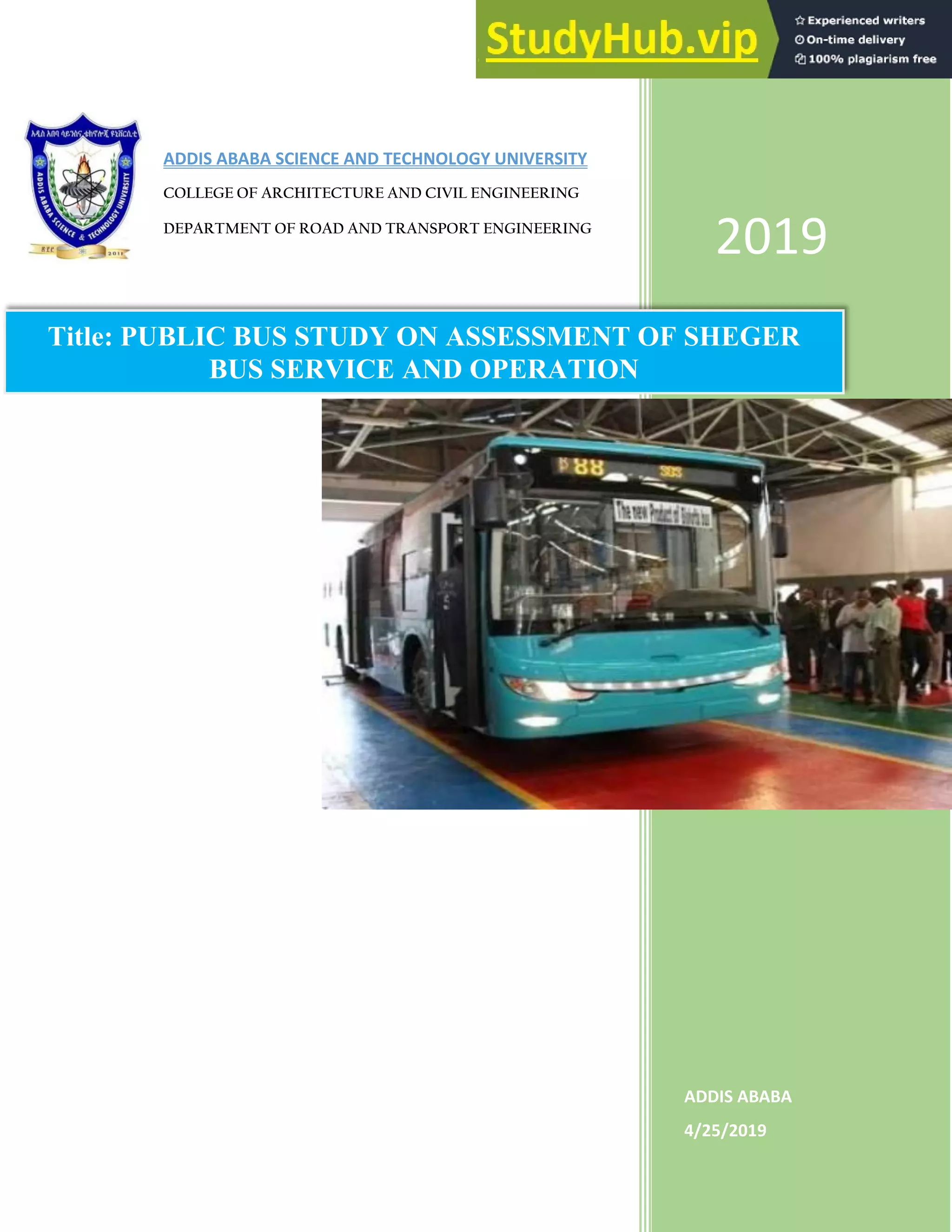 ADDIS ABABA SCIENCE AND TECHNOLOGY UNIVERSITY COLLEGE OF ARCHITECTURE AND CIVIL ENGINEERING ...