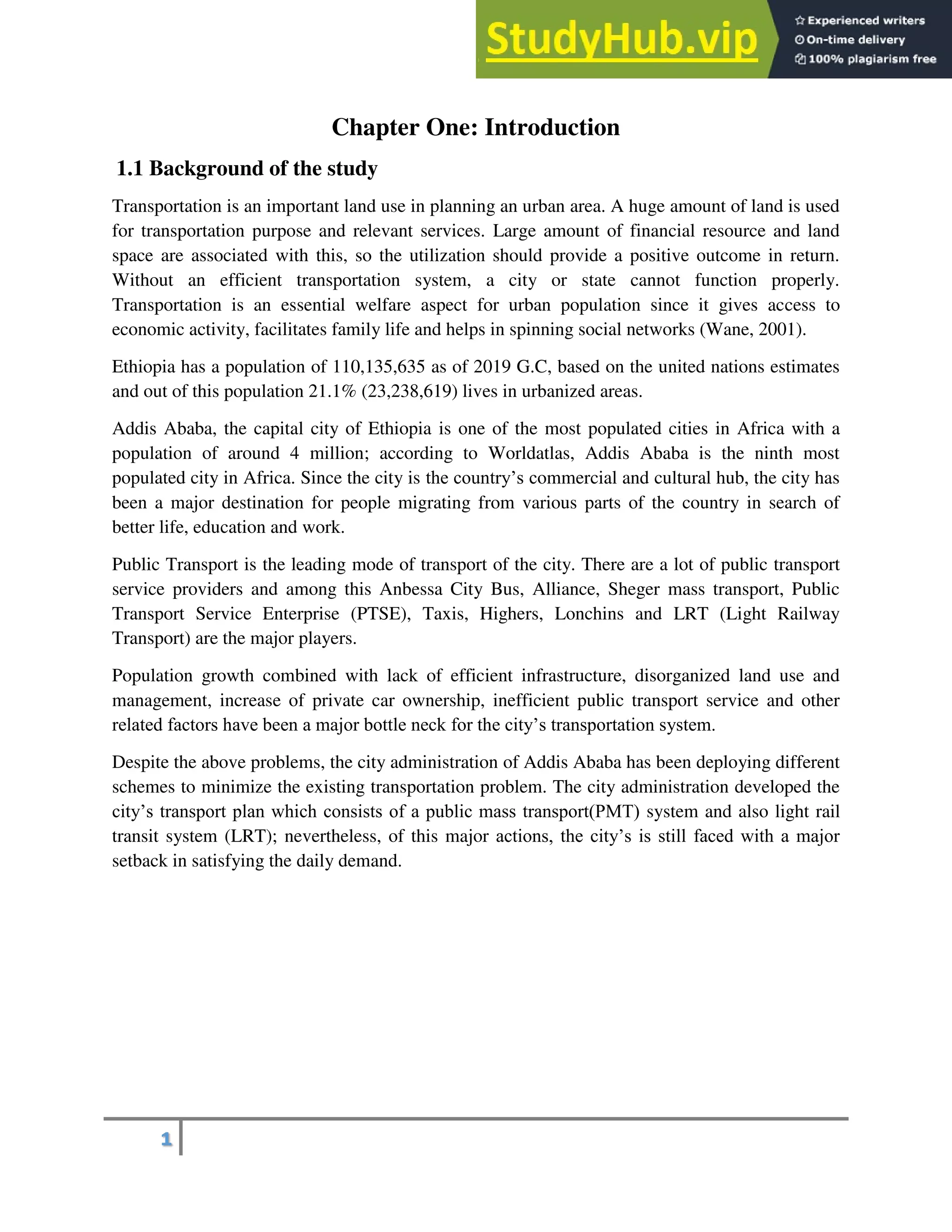 ADDIS ABABA SCIENCE AND TECHNOLOGY UNIVERSITY COLLEGE OF ARCHITECTURE ...