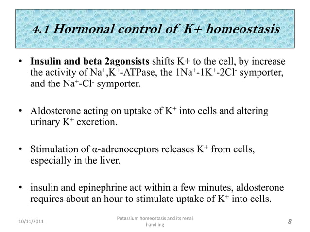 potassium homeostasis and its renal handling | PPTX